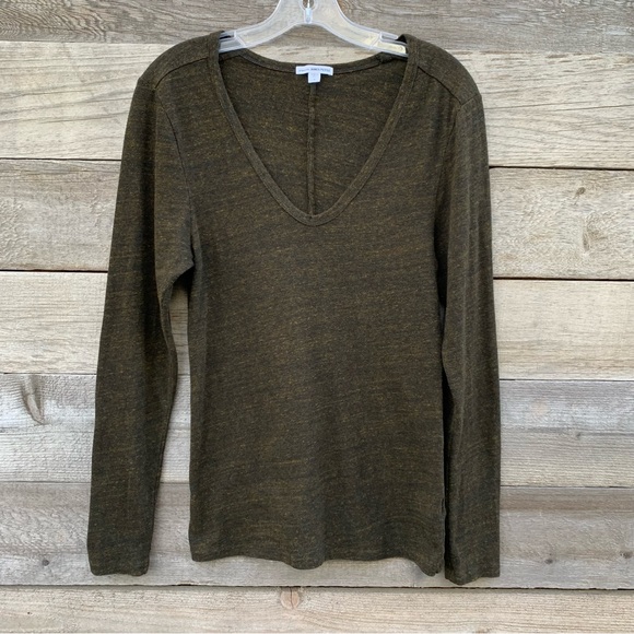 James Perse | Tops | James Perse Tee Women 2 M Deep Vneck Long Sleeve ...